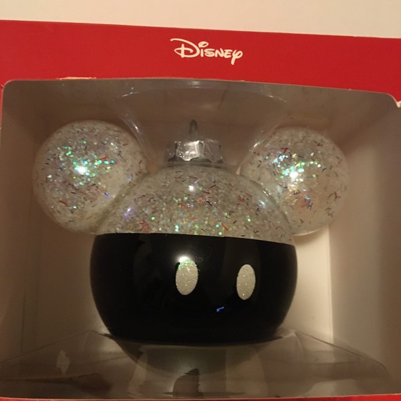 Disney | Holiday | Disney Hallmark Mickey Mouse Ear Glass Ornament ...
